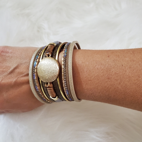 SAACHI | Jewelry | Saachi Optical Stacked Leather Bracelet | Poshmark